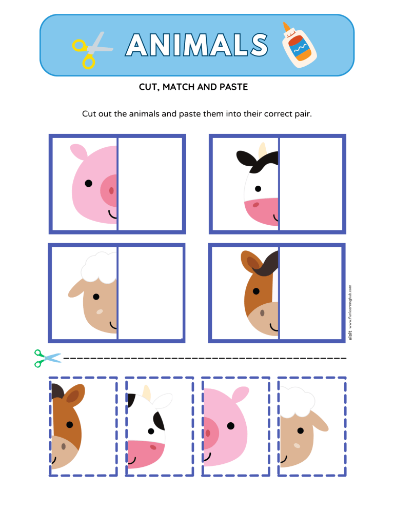 Free Animal Cut and Paste Worksheets: Engaging Printables - Fun ...