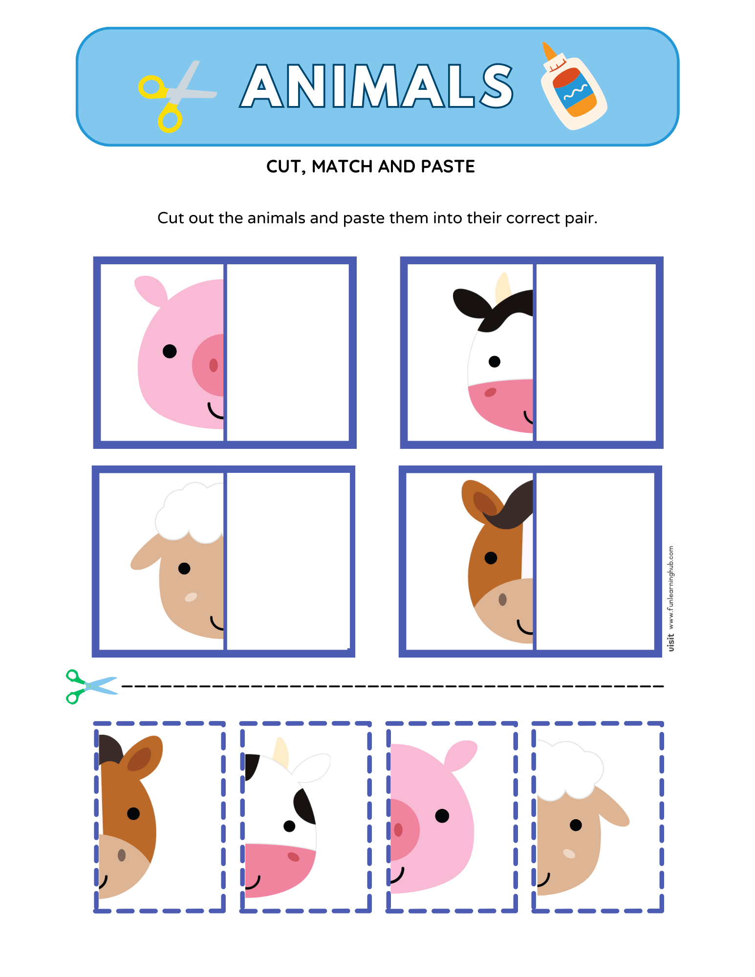 Free Animal Cut and Paste Worksheets: Engaging Printables - Fun ...