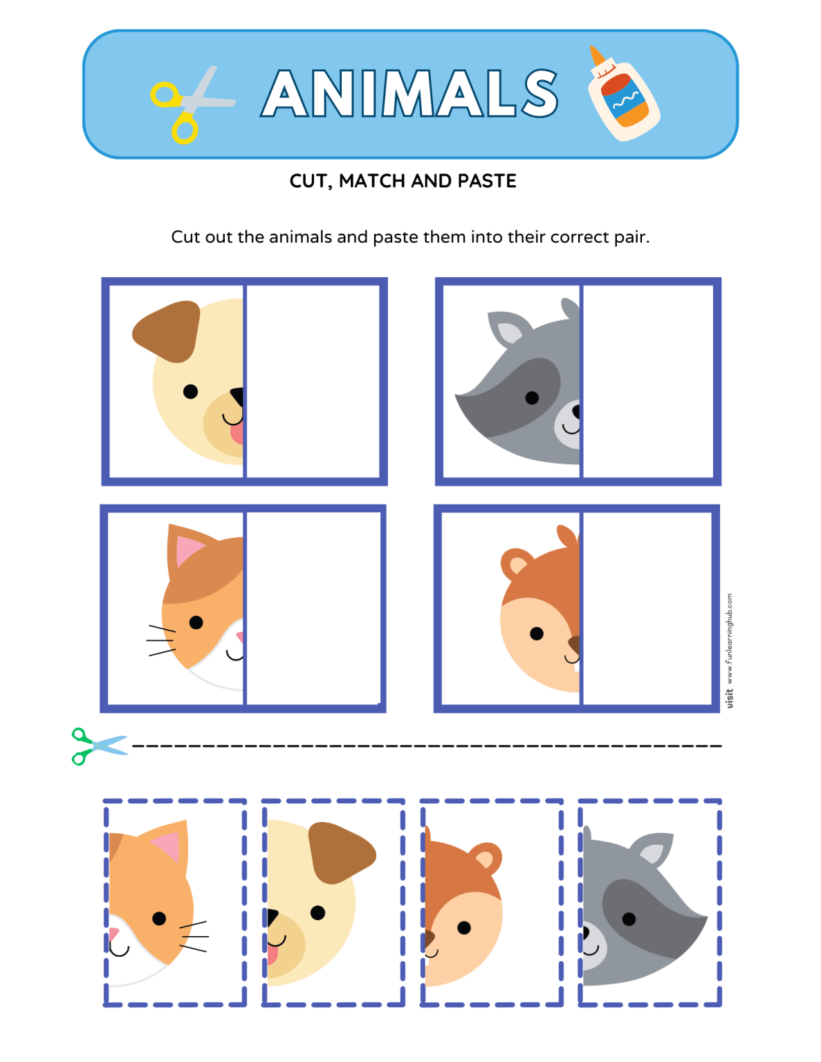Free Animal Cut and Paste Worksheets: Engaging Printables - Fun ...