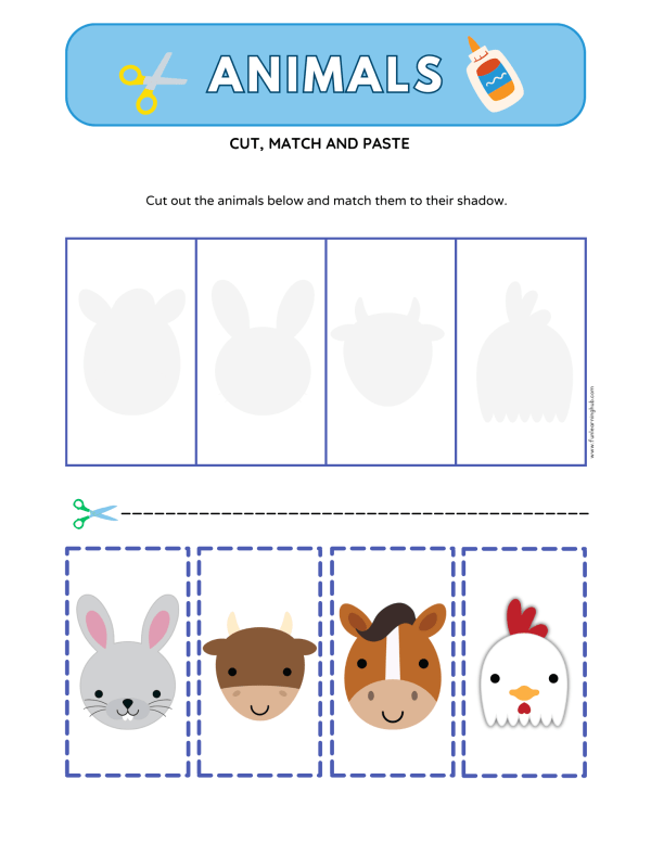 Free Animal Cut and Paste Worksheets: Engaging Printables - Fun ...