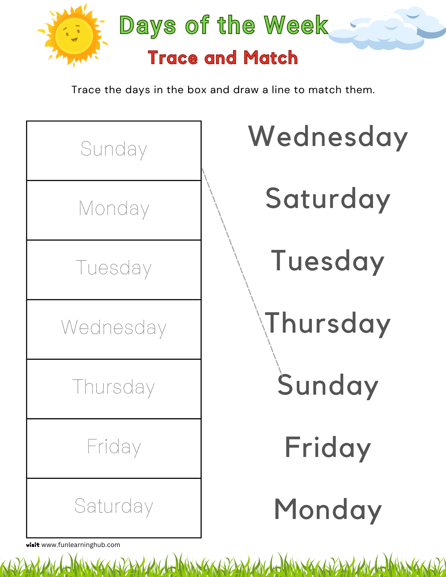 Days of the Week Tracing - Fun Learning Hub