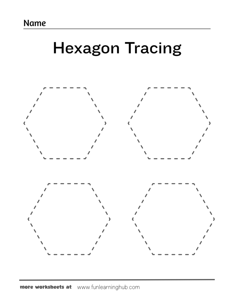 Hexagon Tracing Worksheet - Fun Learning Hub