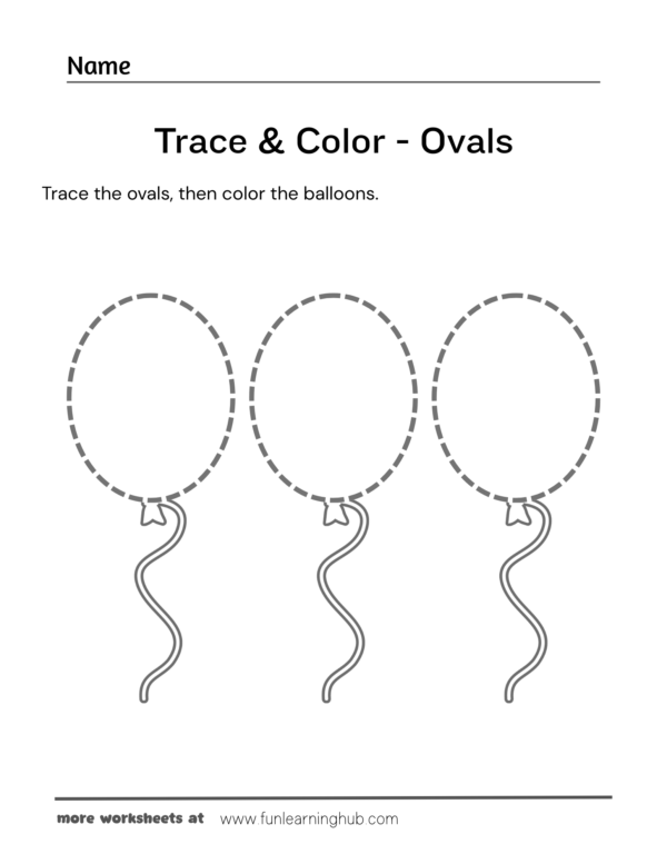 Trace and Color Ovals Worksheet - Fun Learning Hub