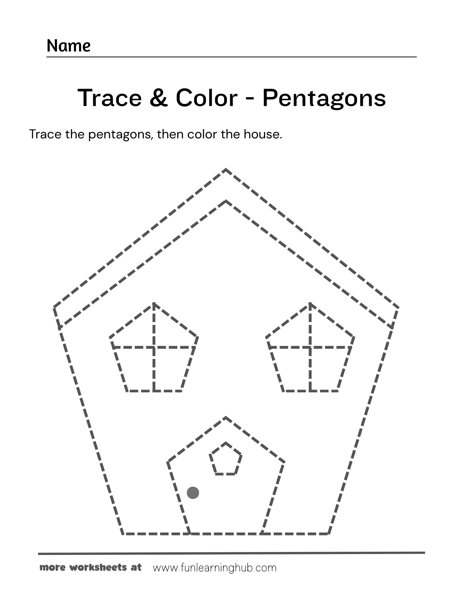 Trace and Color Pentagons Worksheet - Fun Learning Hub