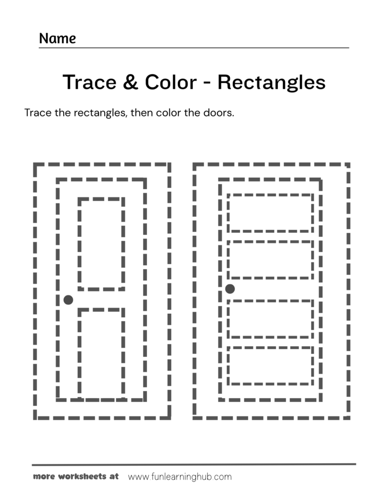 Trace and Color Rectangles Worksheet - Fun Learning Hub