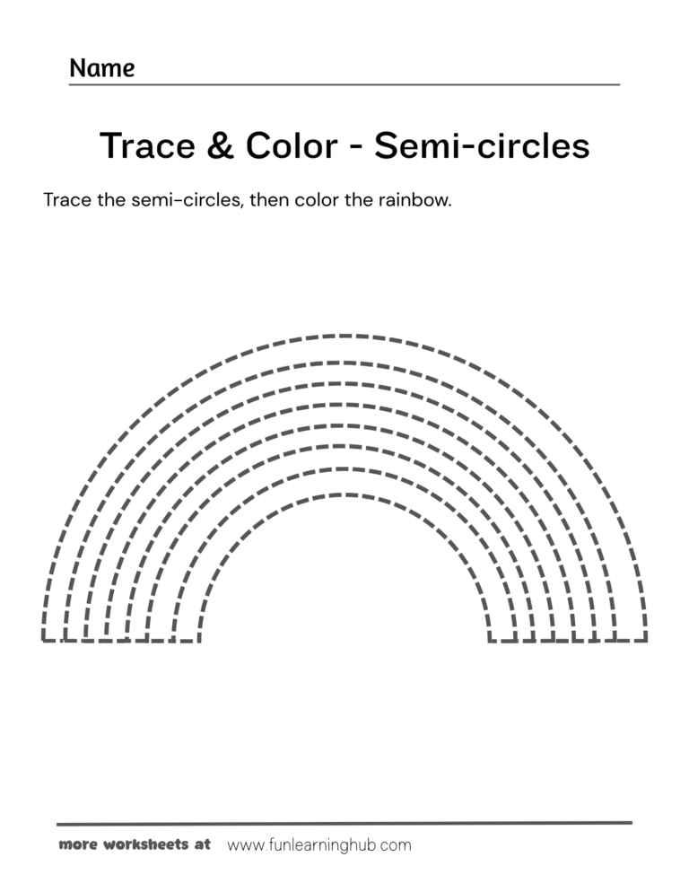 Trace and Color Semi-Circles Worksheet - Fun Learning Hub