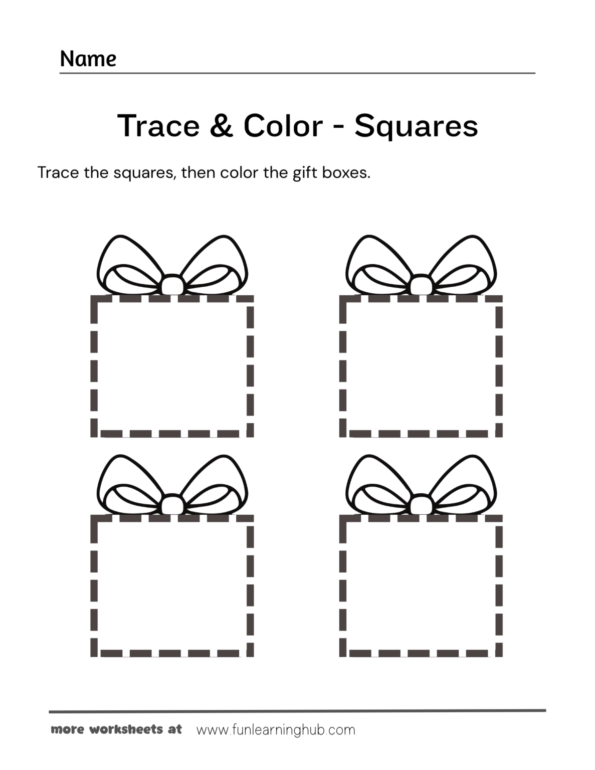 Trace and Color Squares Worksheet - Fun Learning Hub