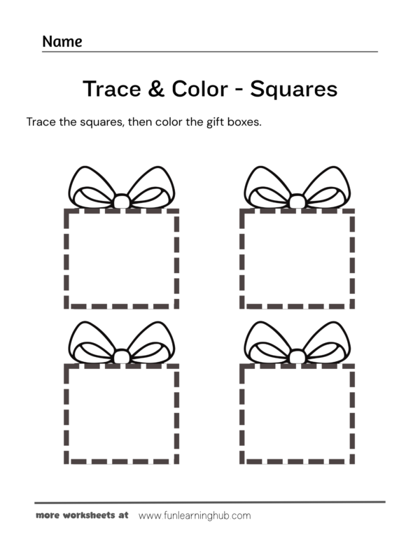 Trace and Color Squares Worksheet - Fun Learning Hub