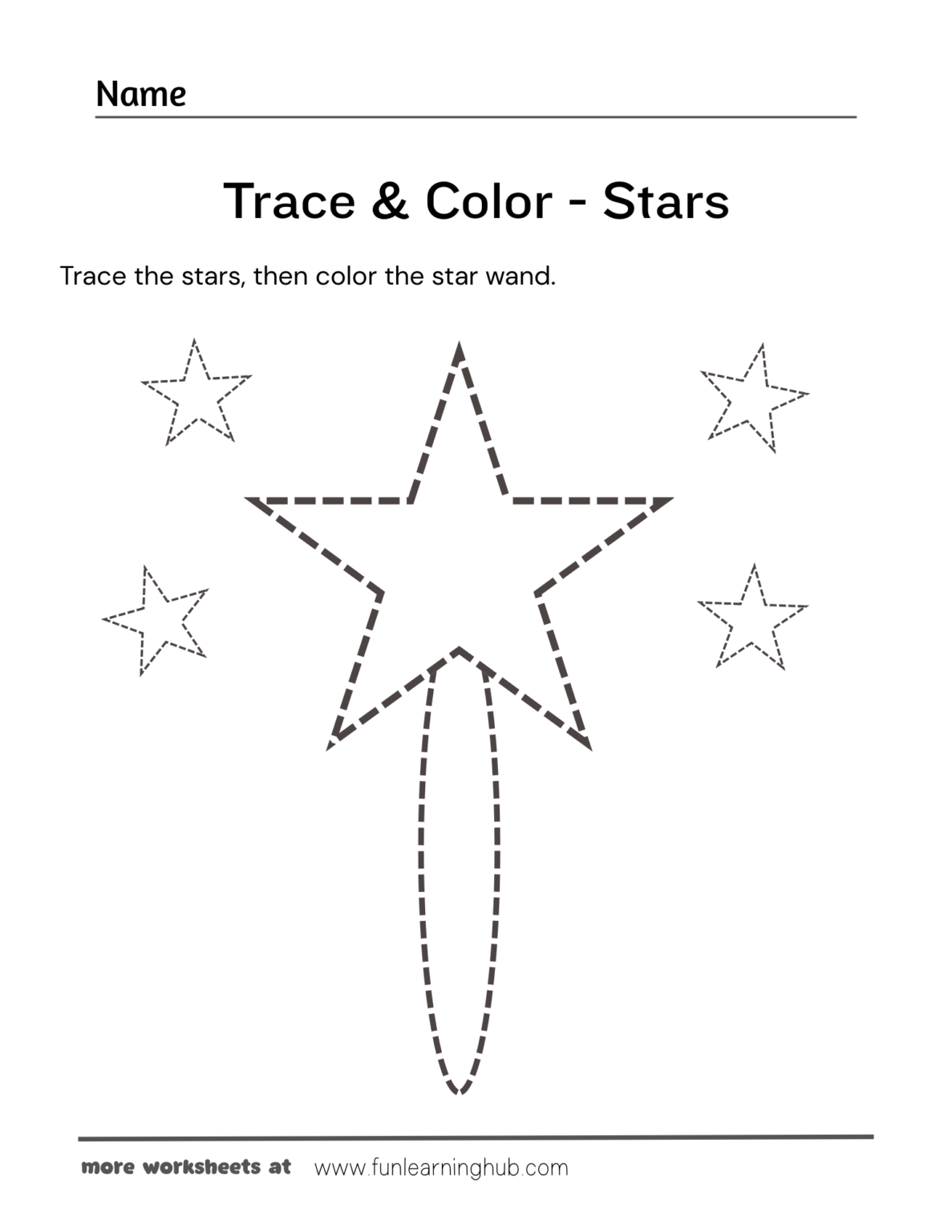 Trace and Color Stars Worksheet - Fun Learning Hub