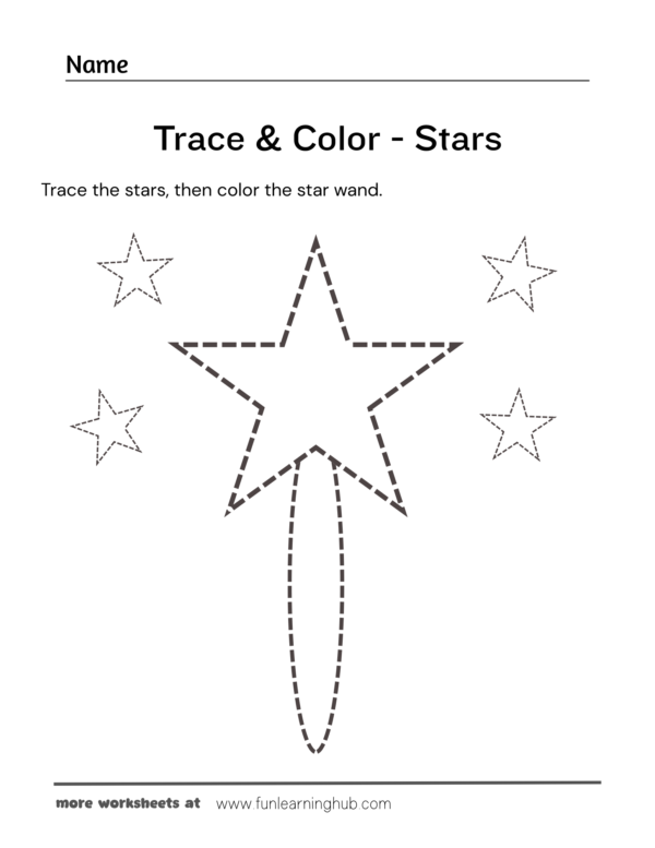 Trace and Color Stars Worksheet - Fun Learning Hub