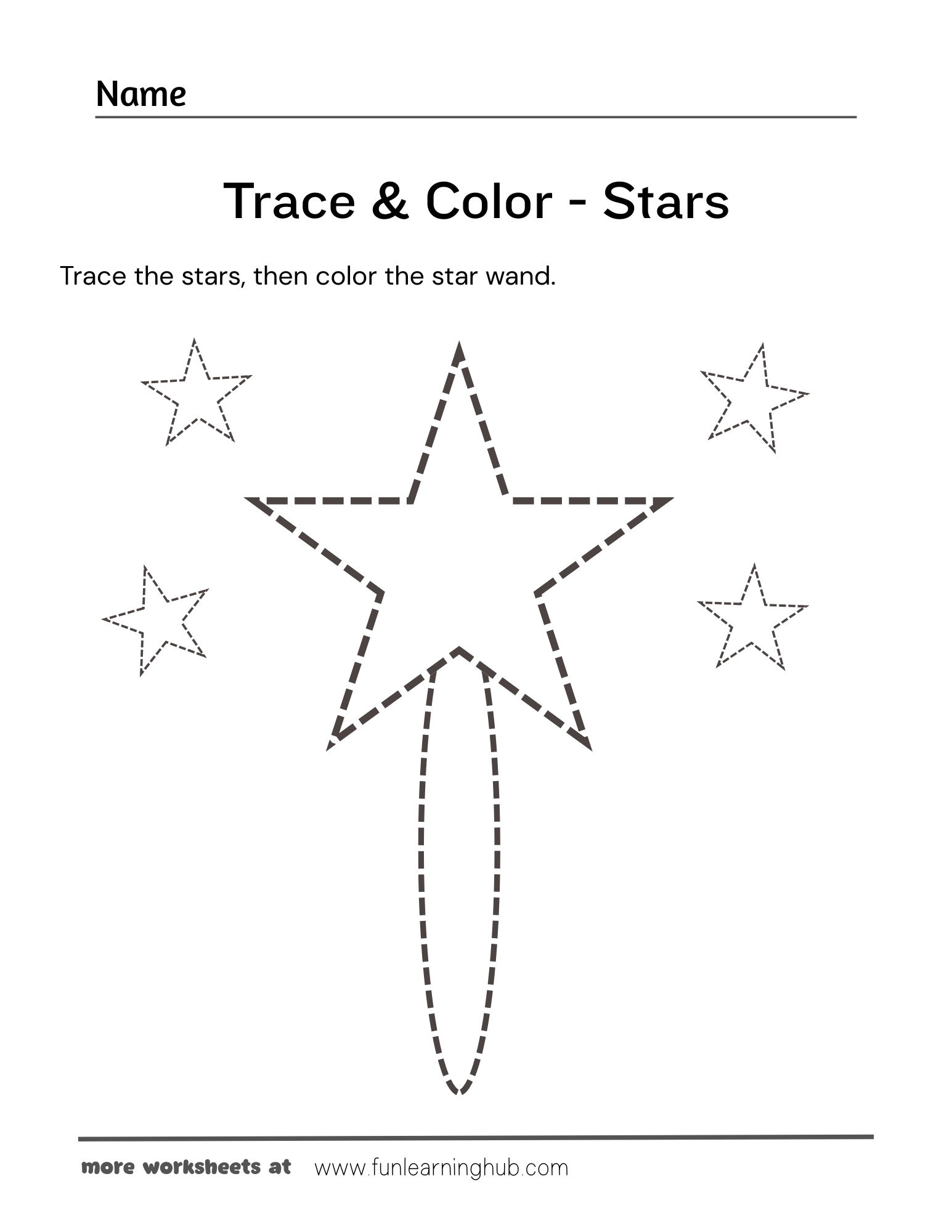 Trace and Color Stars Worksheet - Fun Learning Hub