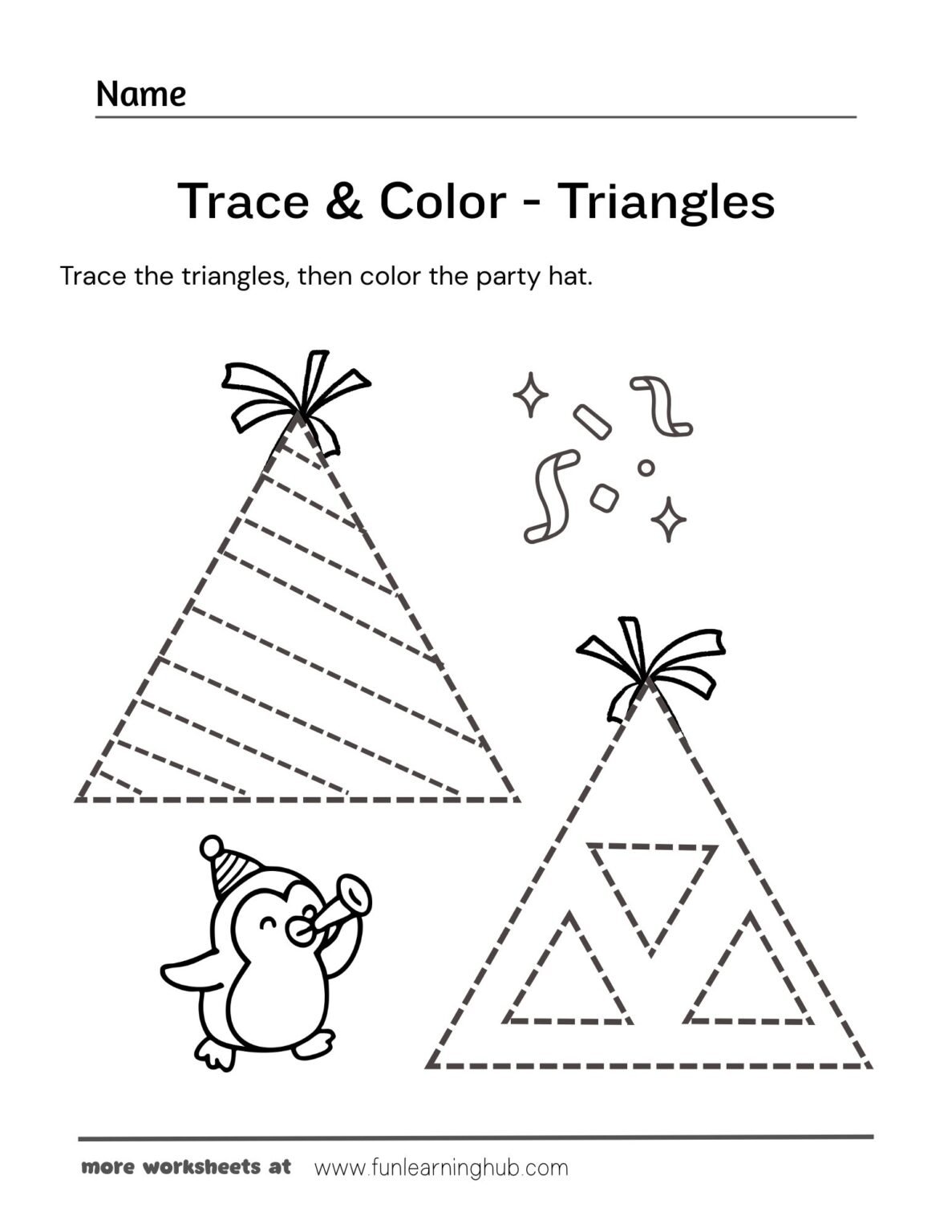 Trace and Color Triangles Worksheet - Fun Learning Hub