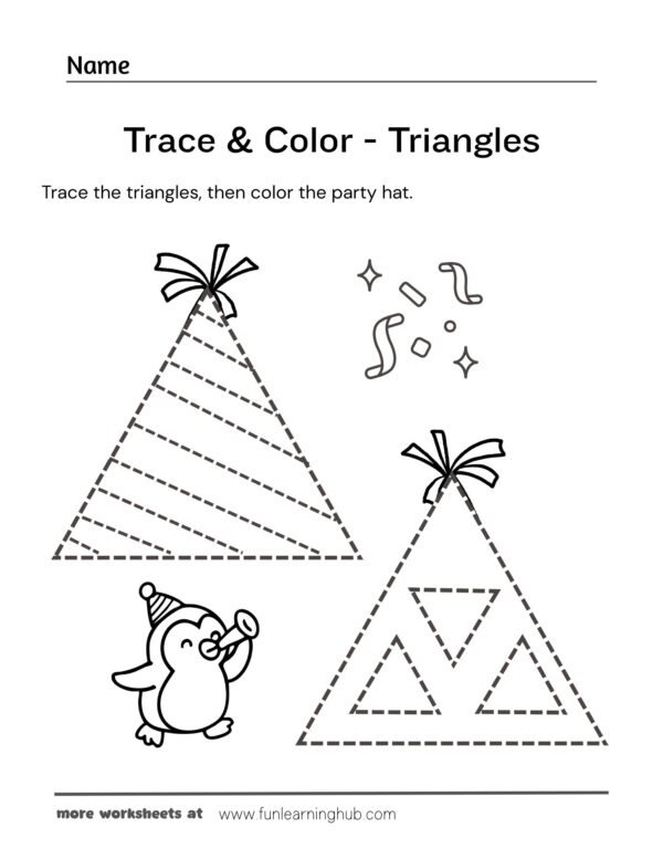 Trace and Color Triangles Worksheet - Fun Learning Hub