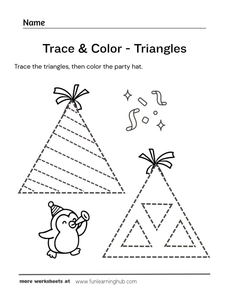 Trace and Color Triangles Worksheet - Fun Learning Hub