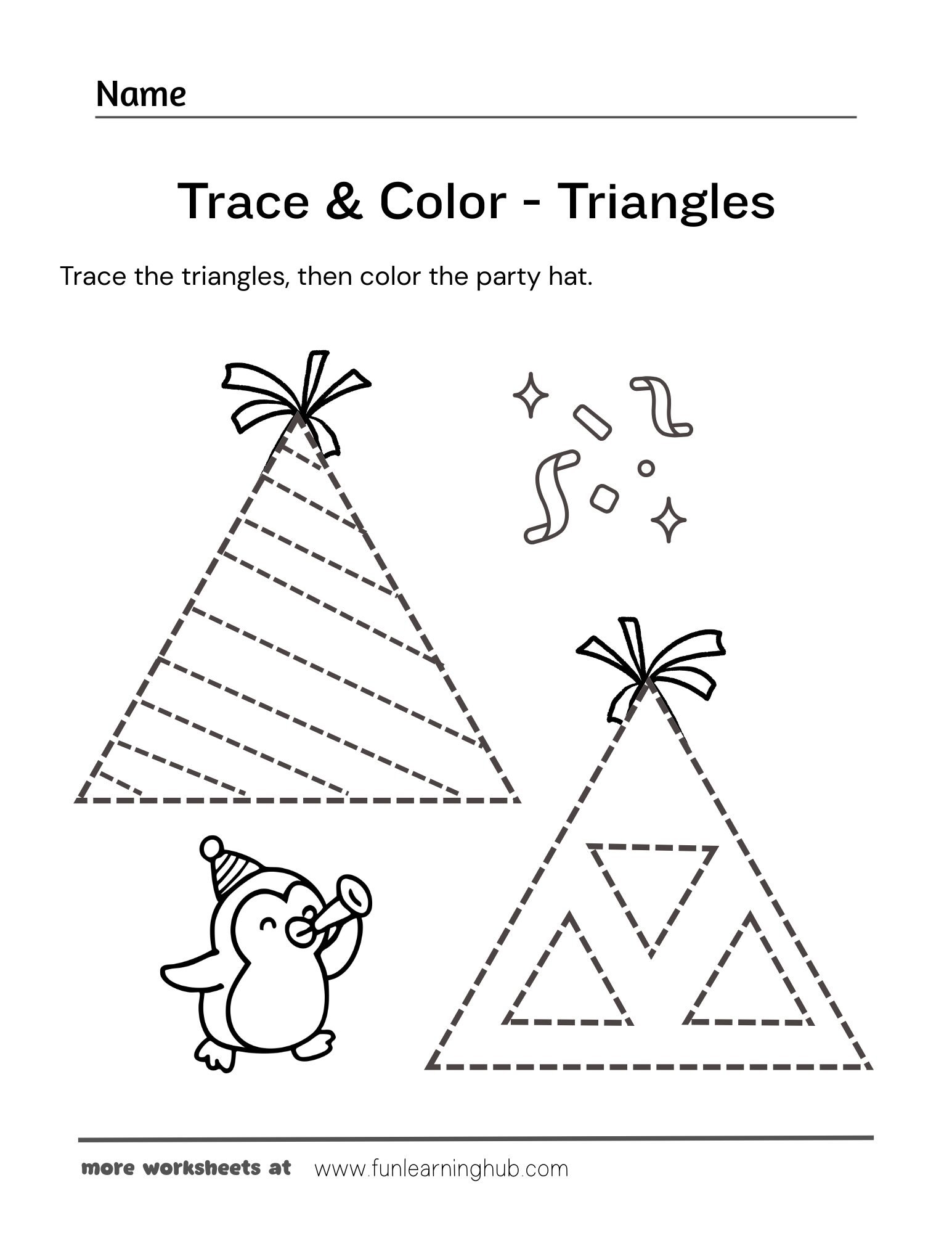 Trace and Color Triangles Worksheet - Fun Learning Hub