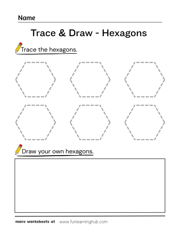 Trace and Draw Hexagons Worksheet - Fun Learning Hub