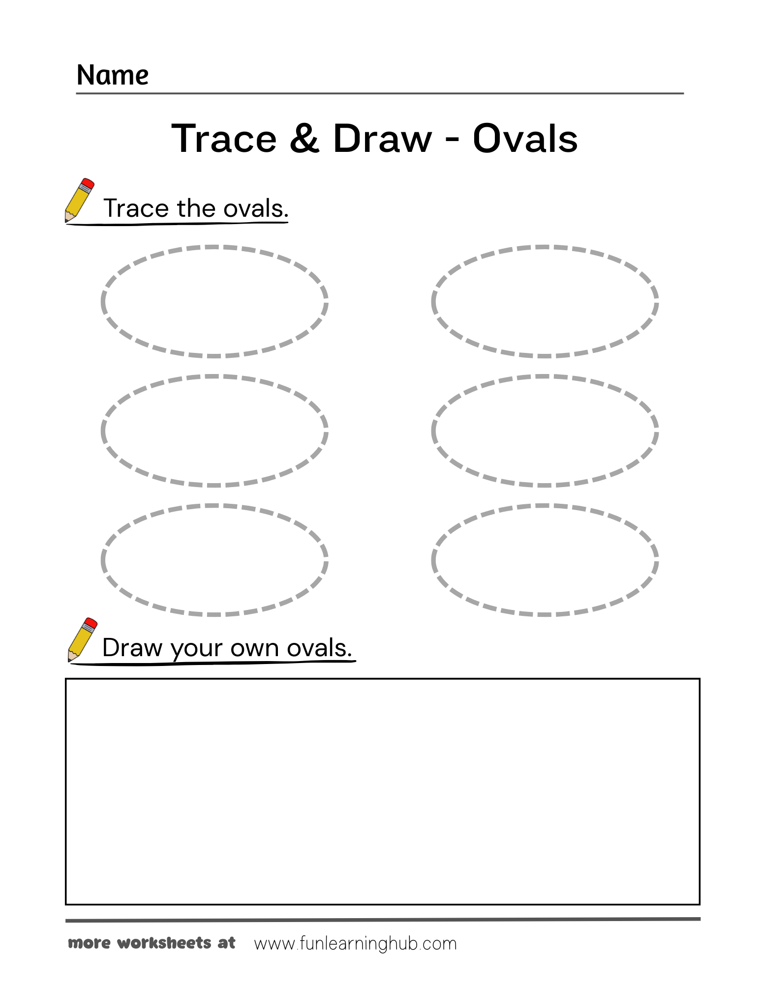 Trace and Draw Ovals Worksheet - Fun Learning Hub