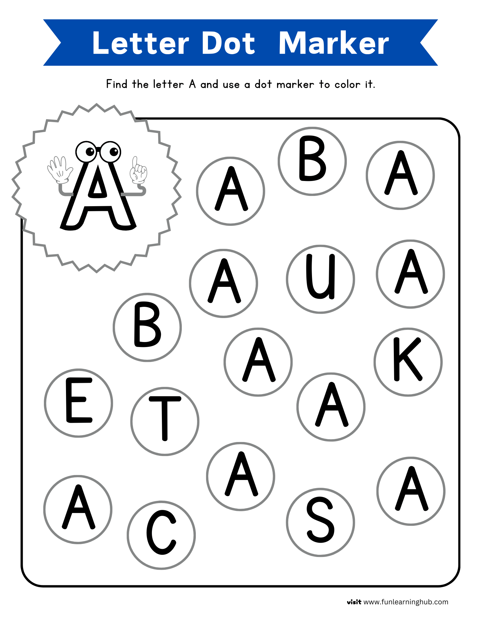 Download Free Alphabet Dot Marker Worksheets - Fun Learning Hub