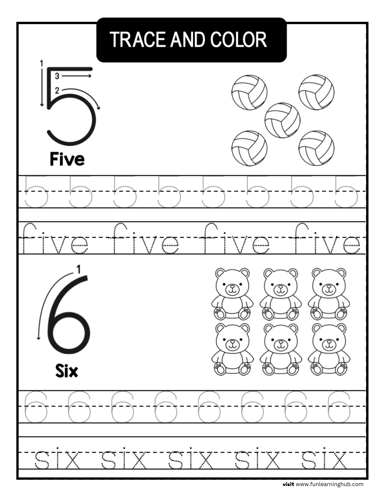 Number Tracing Worksheets - Fun Learning Hub