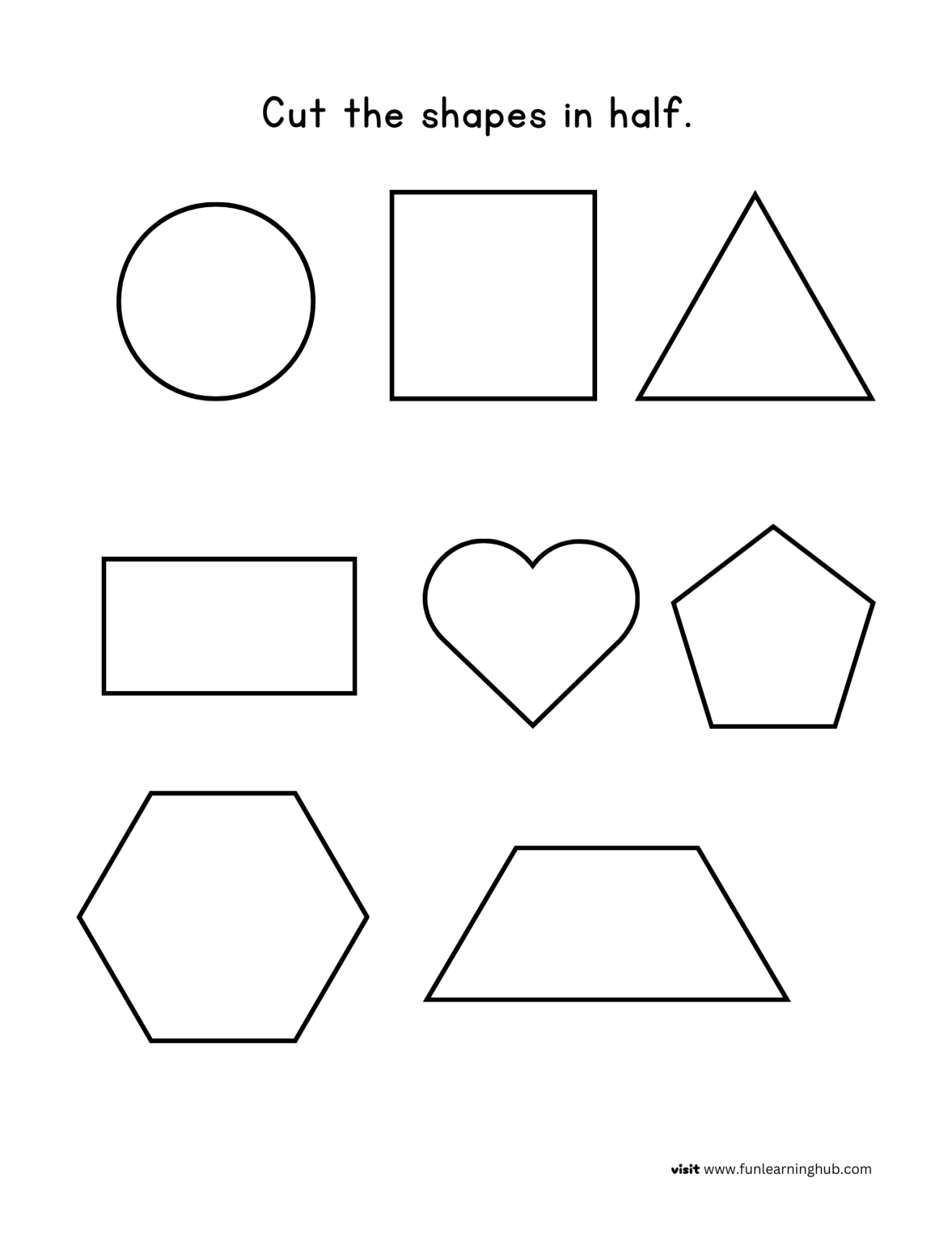 2D Shapes Cut in half - Fun Learning Hub