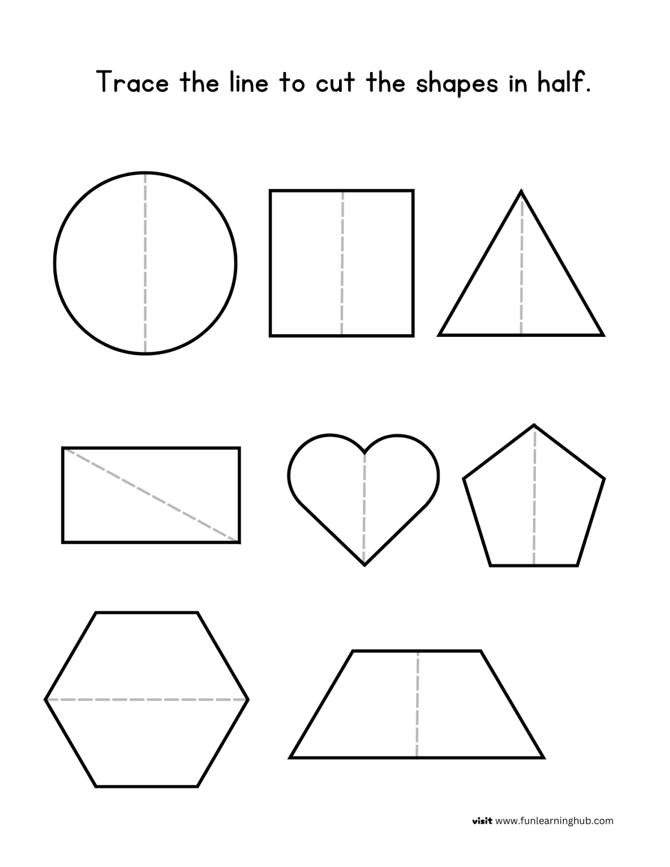 2D Shapes Cut in half - Fun Learning Hub
