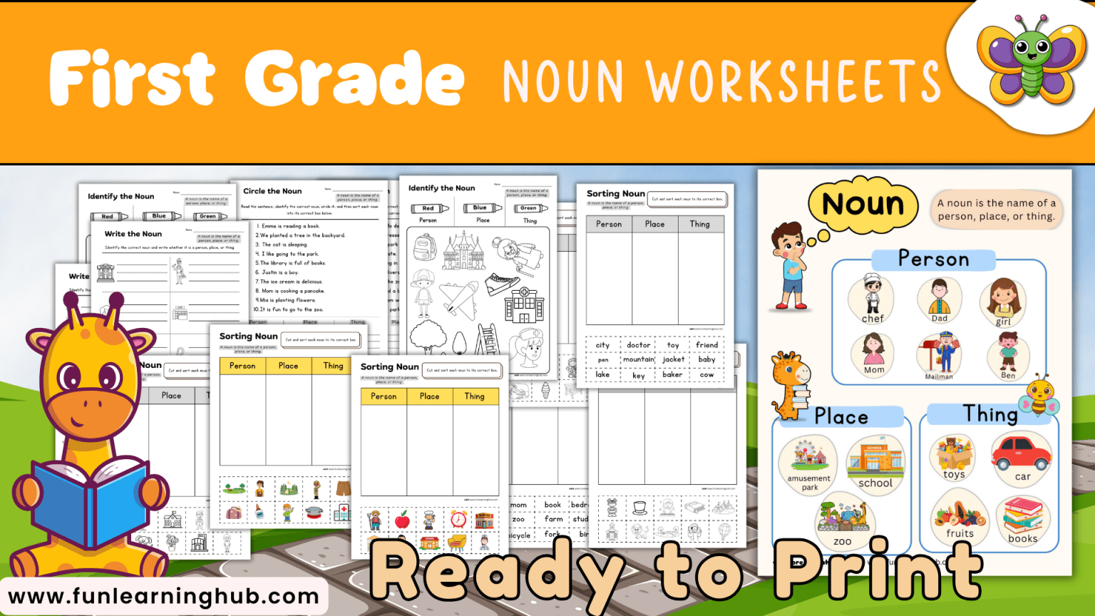 First Grade Noun Worksheets - Fun Learning Hub