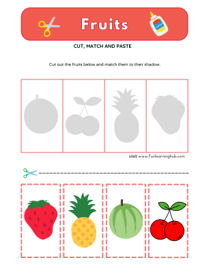 Free Fruits Cut and Paste Worksheets for Kids - Fun Learning Hub