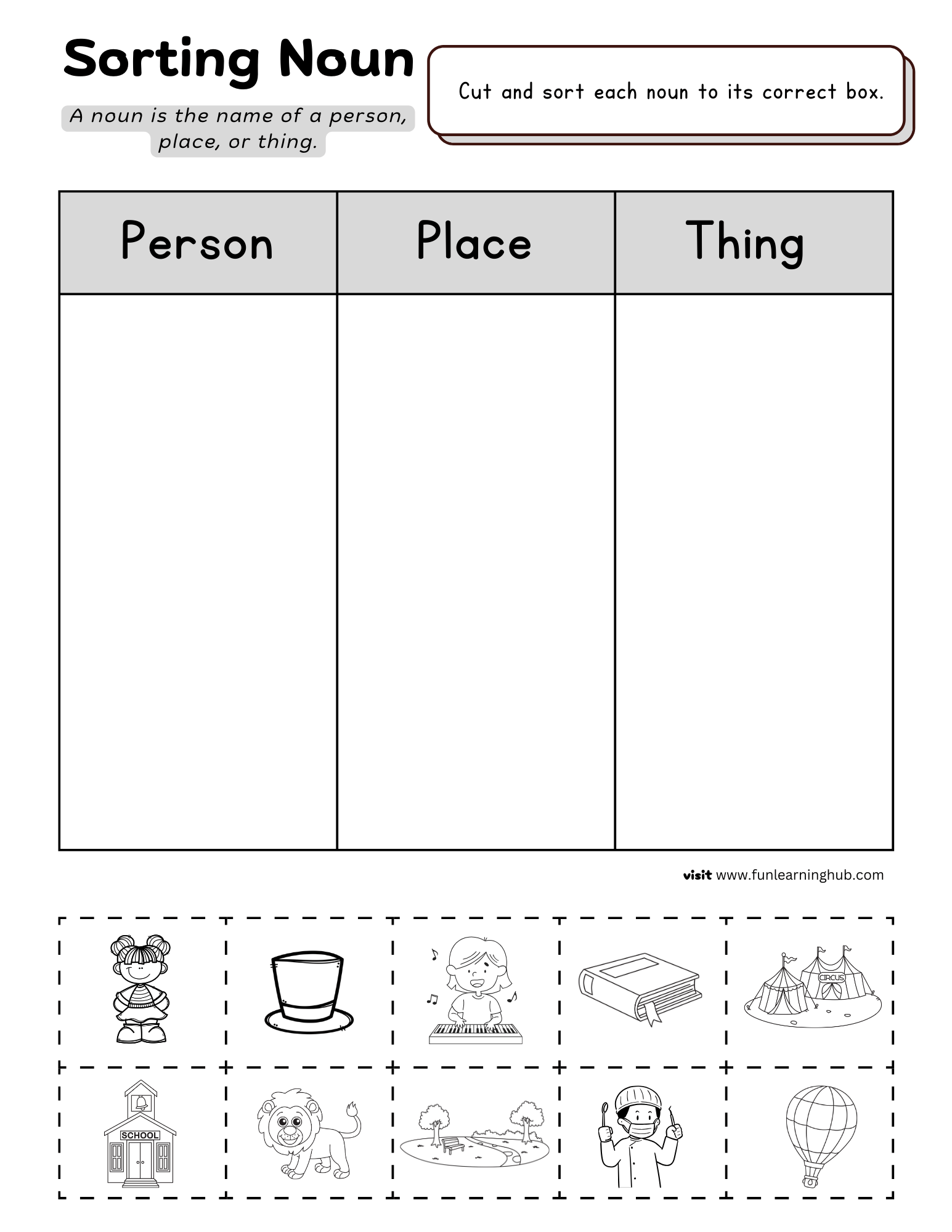 First Grade Noun Worksheets - Fun Learning Hub