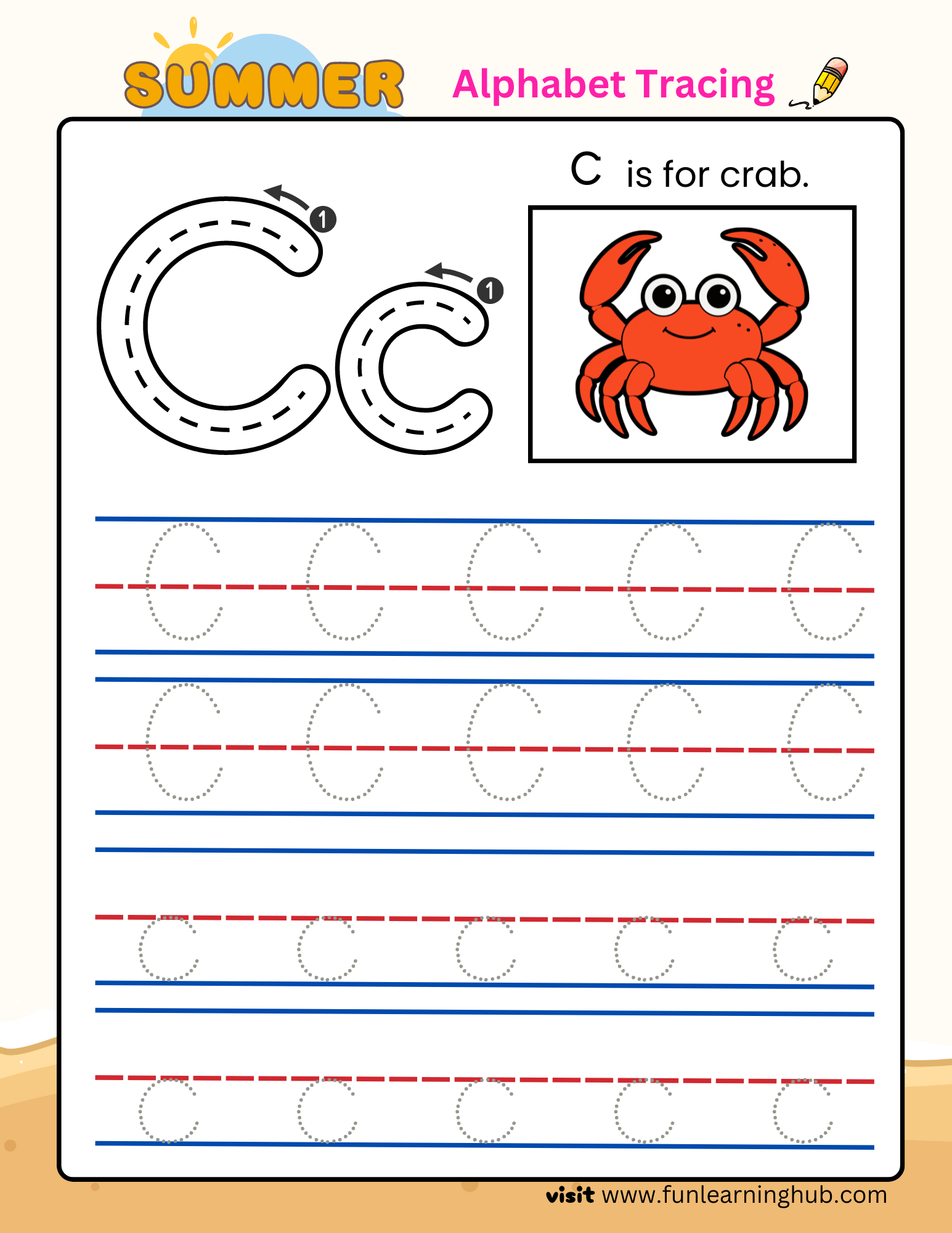Summer Alphabet Tracing Worksheets: A Fun and Free Way to Learn! - Fun ...