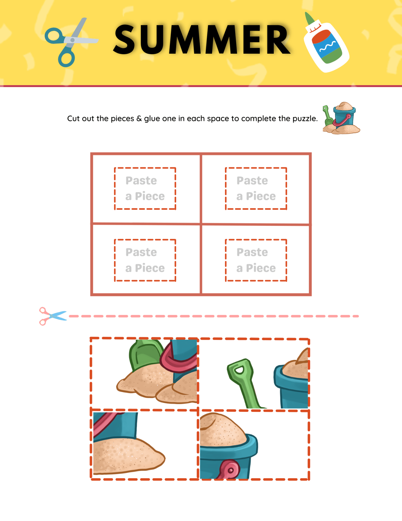 Summer Cut and Paste Worksheets - Fun Learning Hub