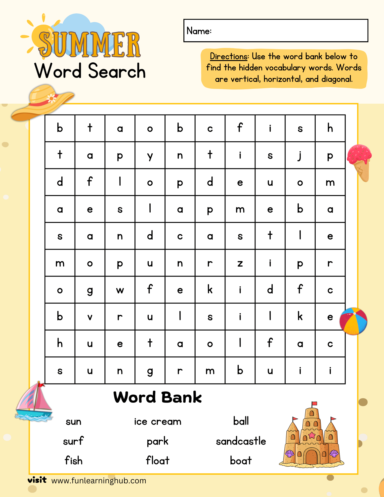 Summer Word Search - Fun Learning Hub