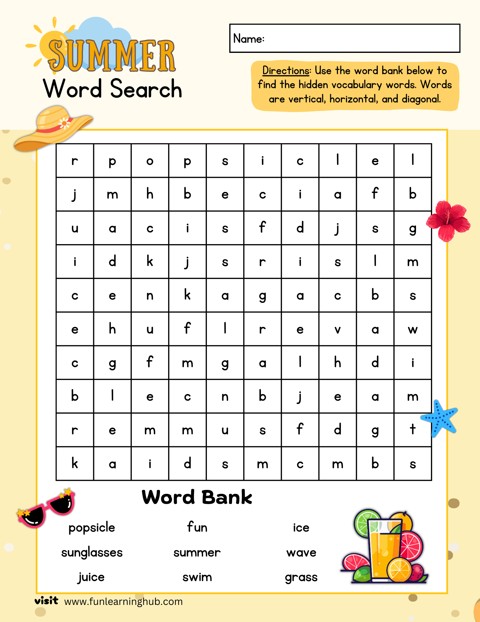 Summer Word Search - Fun Learning Hub