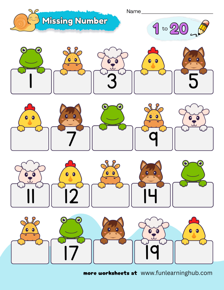 Kindergarten Missing Numbers - Fun Learning Hub