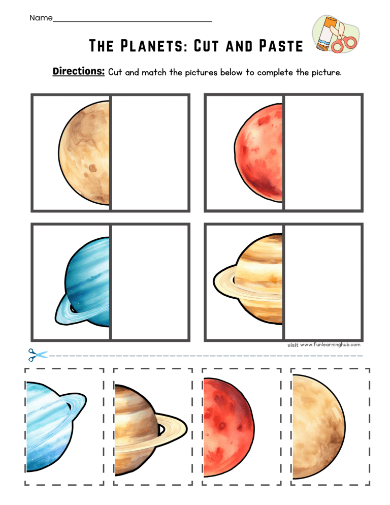 FREE Planets Cut and Paste Printable Activity for Kids - Fun Learning Hub