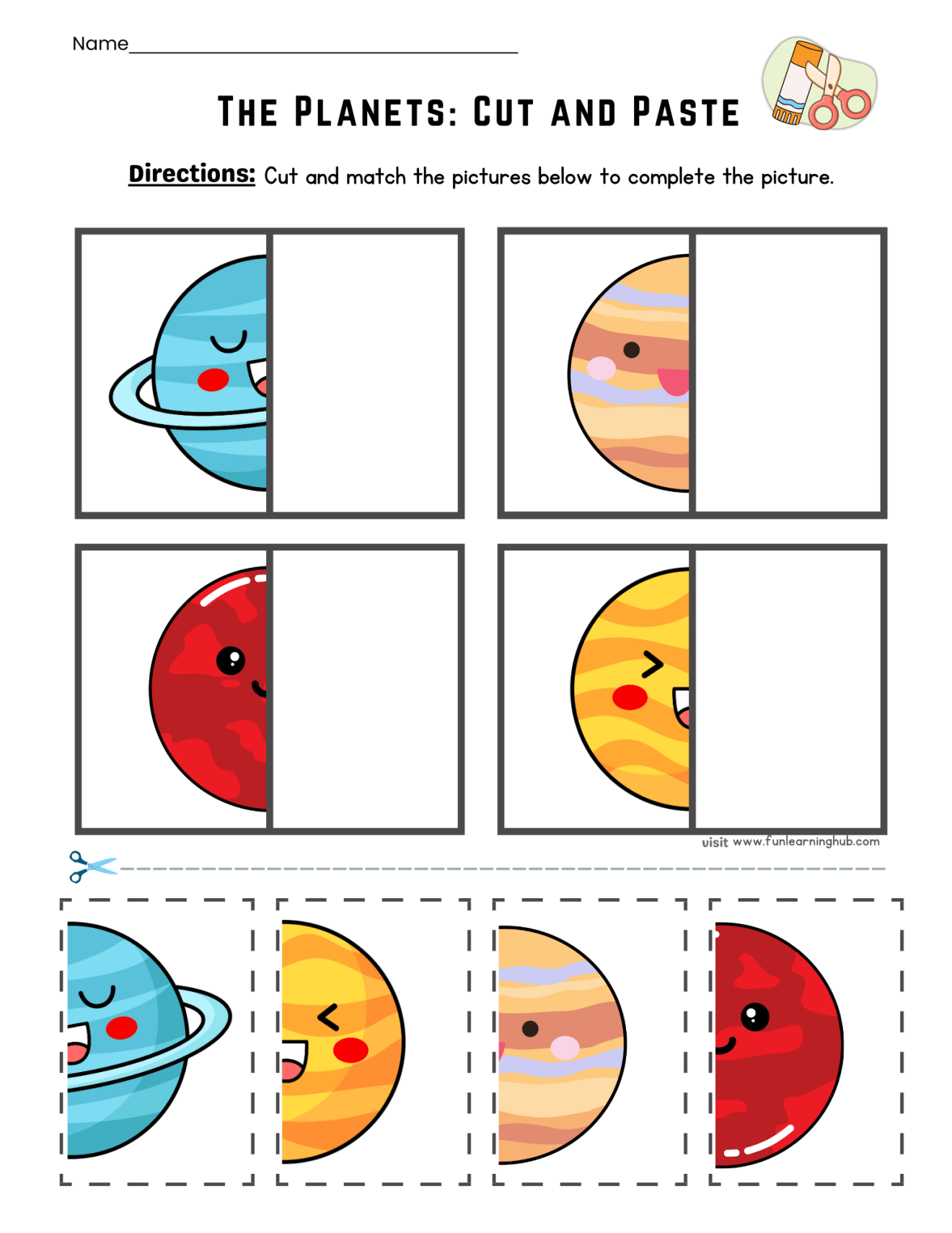 FREE Planets Cut and Paste Printable Activity for Kids - Fun Learning Hub
