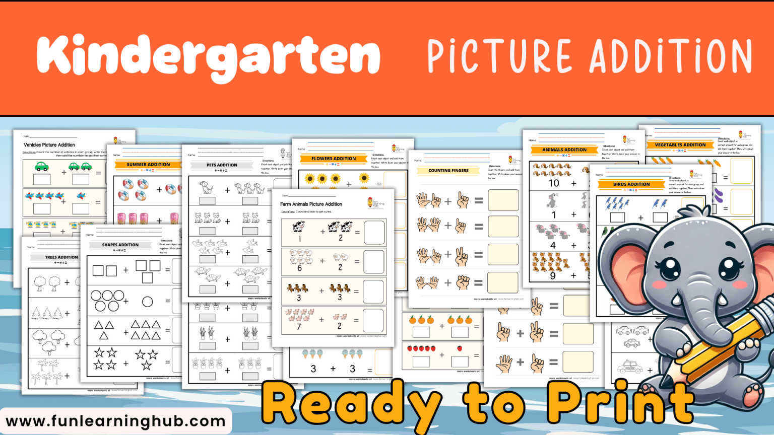 Free Kindergarten Picture Addition Worksheets (50 Free Printable) - Fun ...