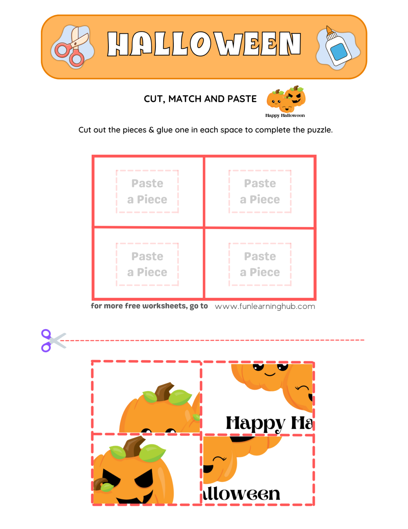Free Halloween Cut-and-Paste Worksheets to Download