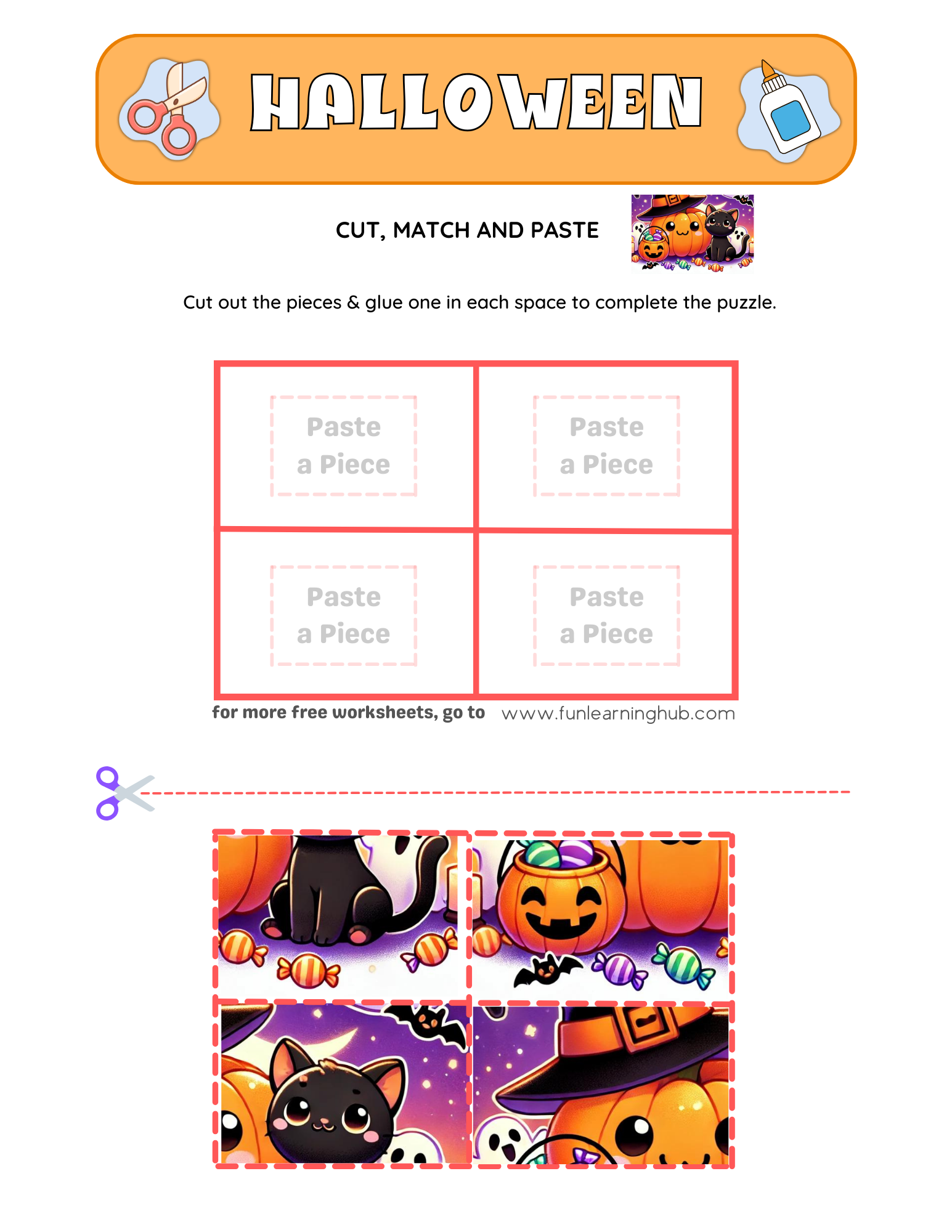 Free Halloween Cut-and-Paste Worksheets to Download