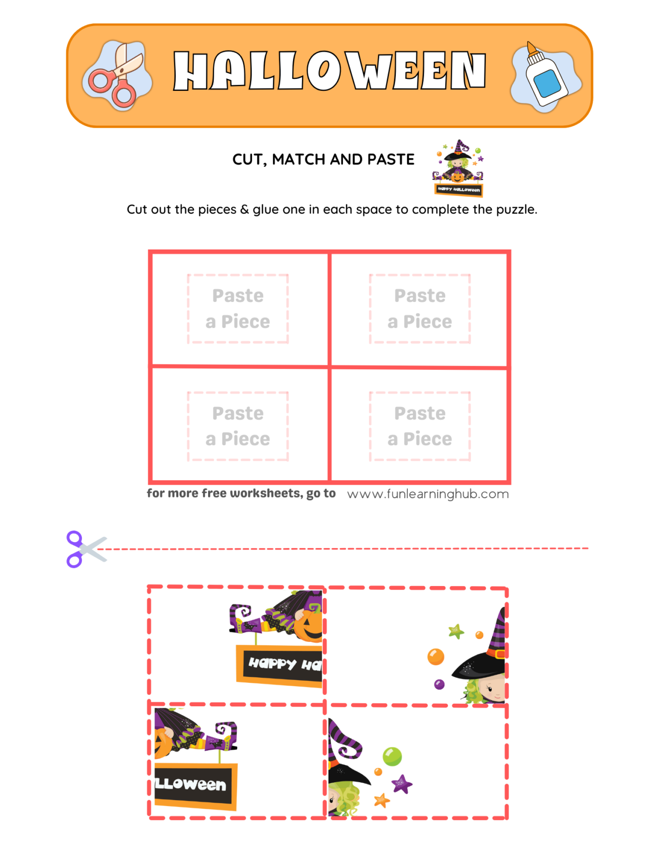 Free Halloween Cut-and-Paste Worksheets to Download