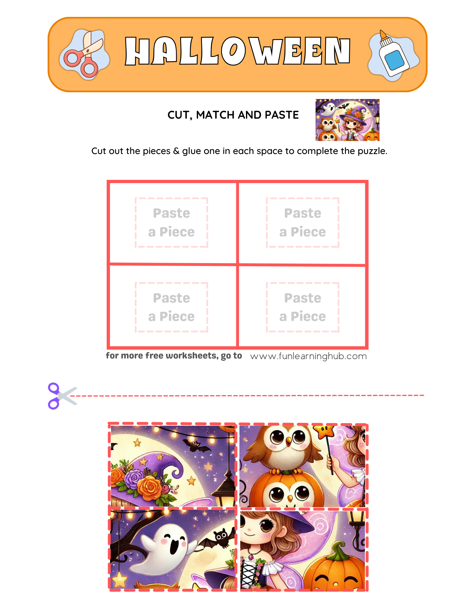 Free Halloween Cut-and-Paste Worksheets to Download