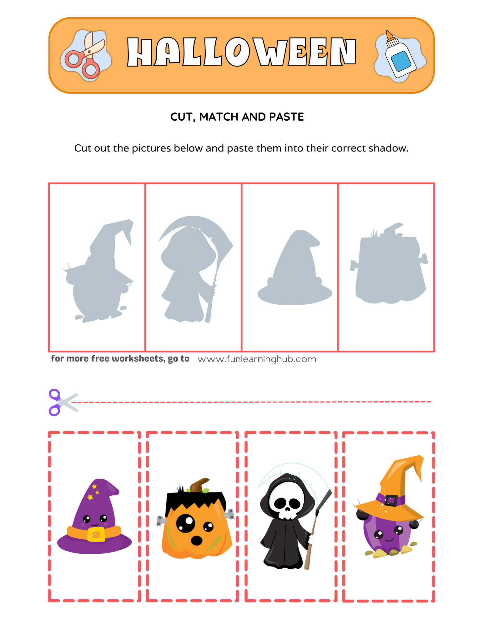 Free Halloween Cut-and-Paste Worksheets to Download
