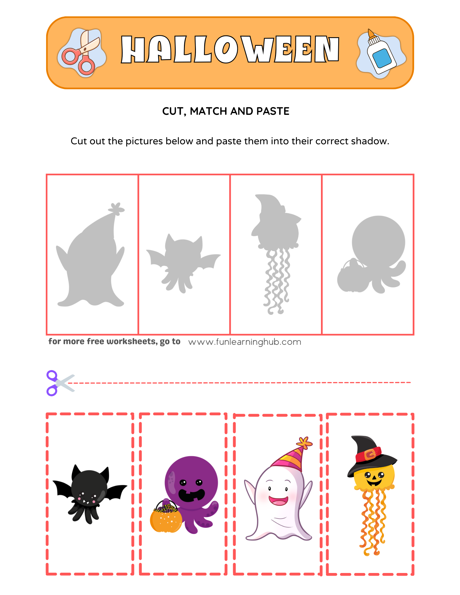 Free Halloween Cut-and-Paste Worksheets to Download