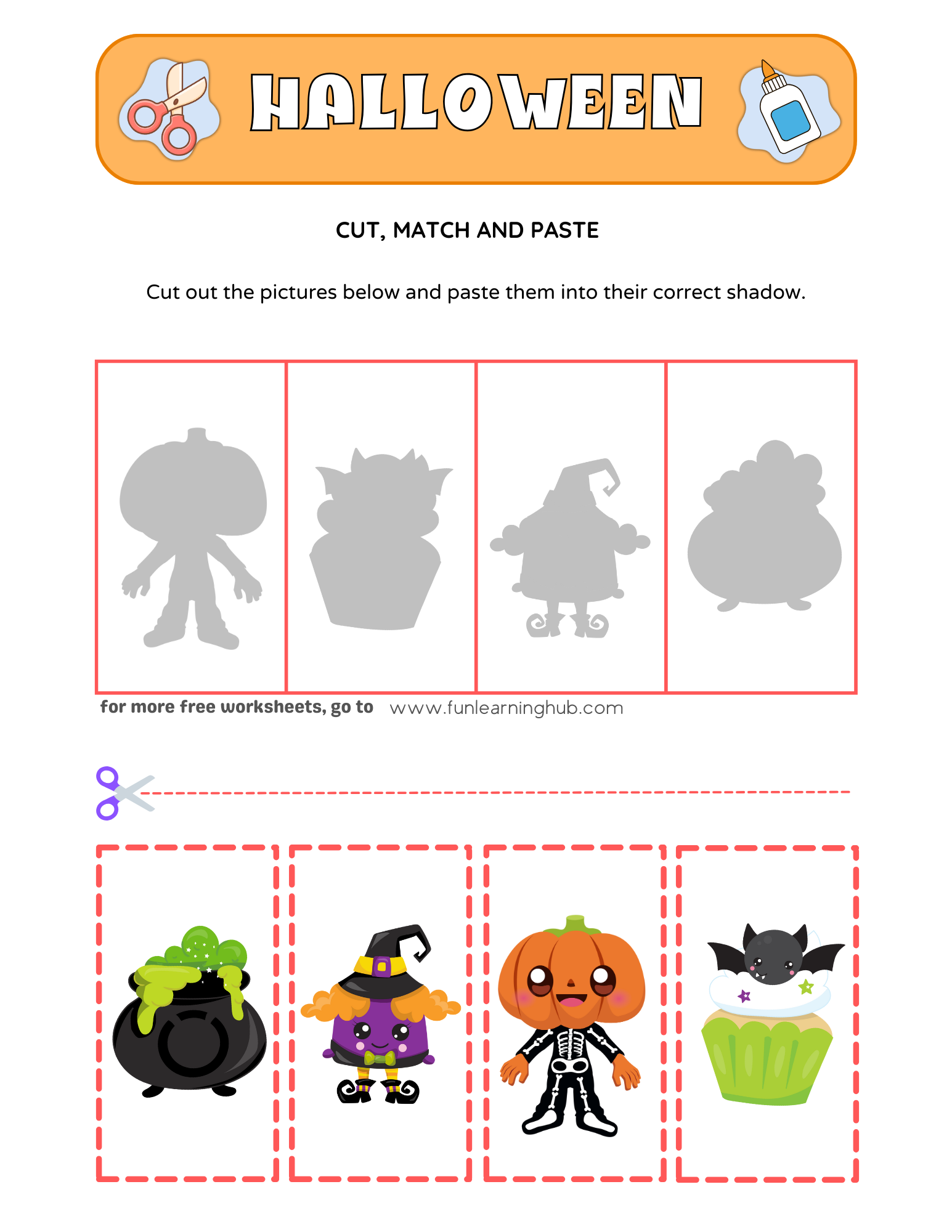 Free Halloween Cut-and-Paste Worksheets to Download