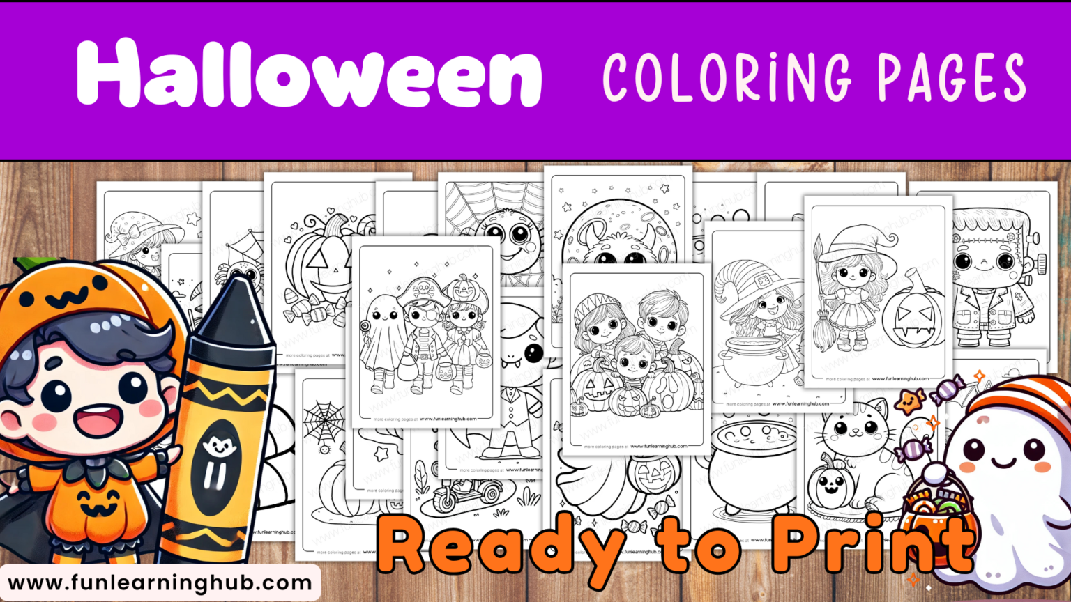 Free Halloween Coloring Pages - Cute and Spooky - Fun Learning Hub
