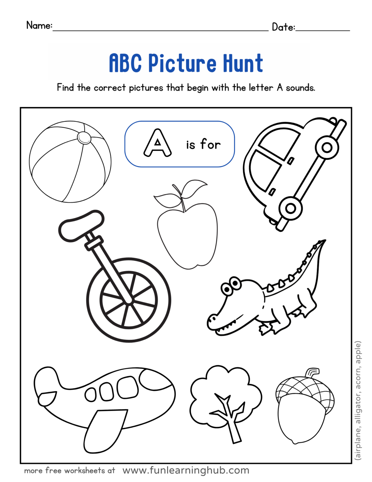 ABC Picture Hunt Worksheets – Free, Fun, and Educational for Kids - Fun ...