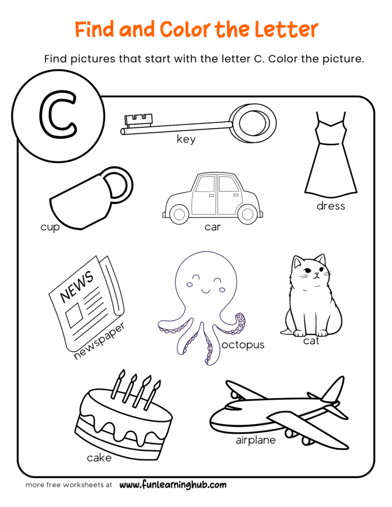 Free Printable Alphabet Find and Color Worksheets - Fun Learning Hub
