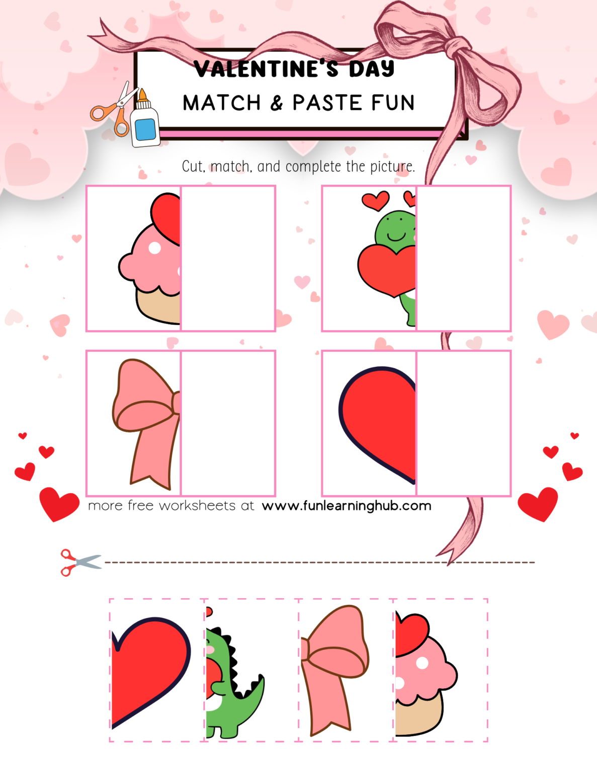 Valentine's Day Cut and Paste Worksheets: Fun Activities for Kids to ...