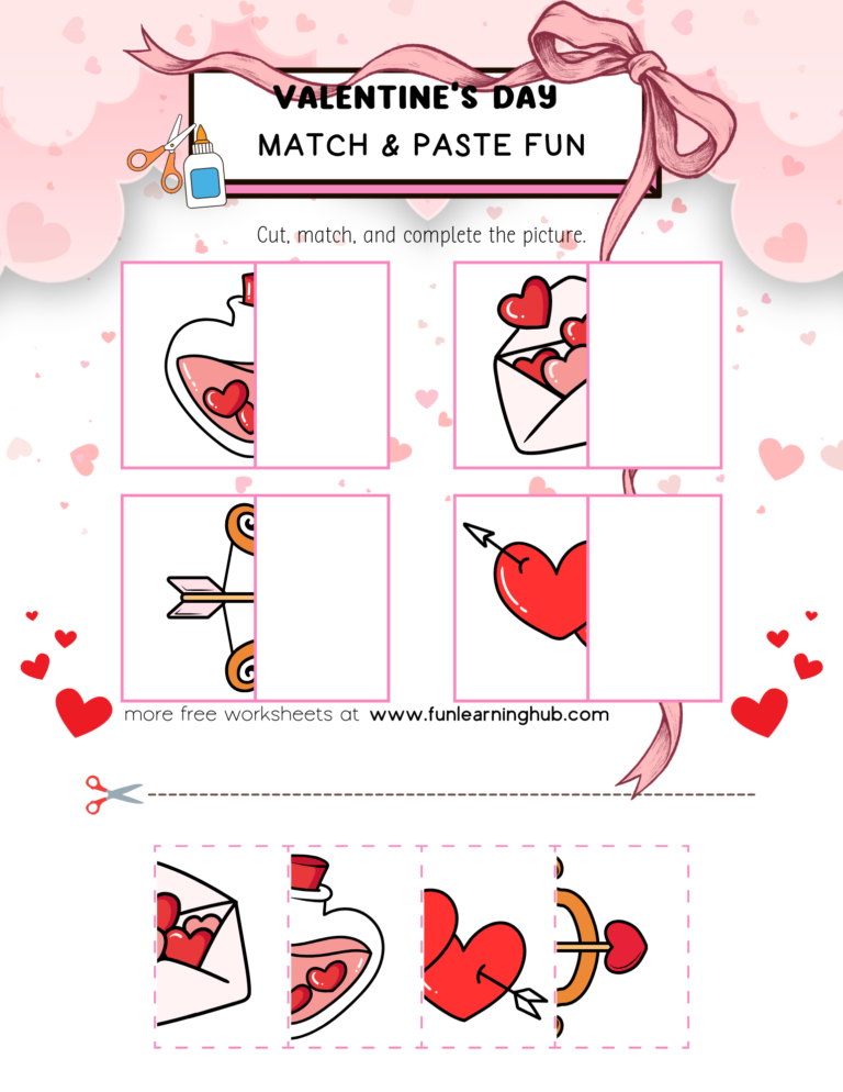 Valentine's Day Cut and Paste Worksheets: Fun Activities for Kids to ...
