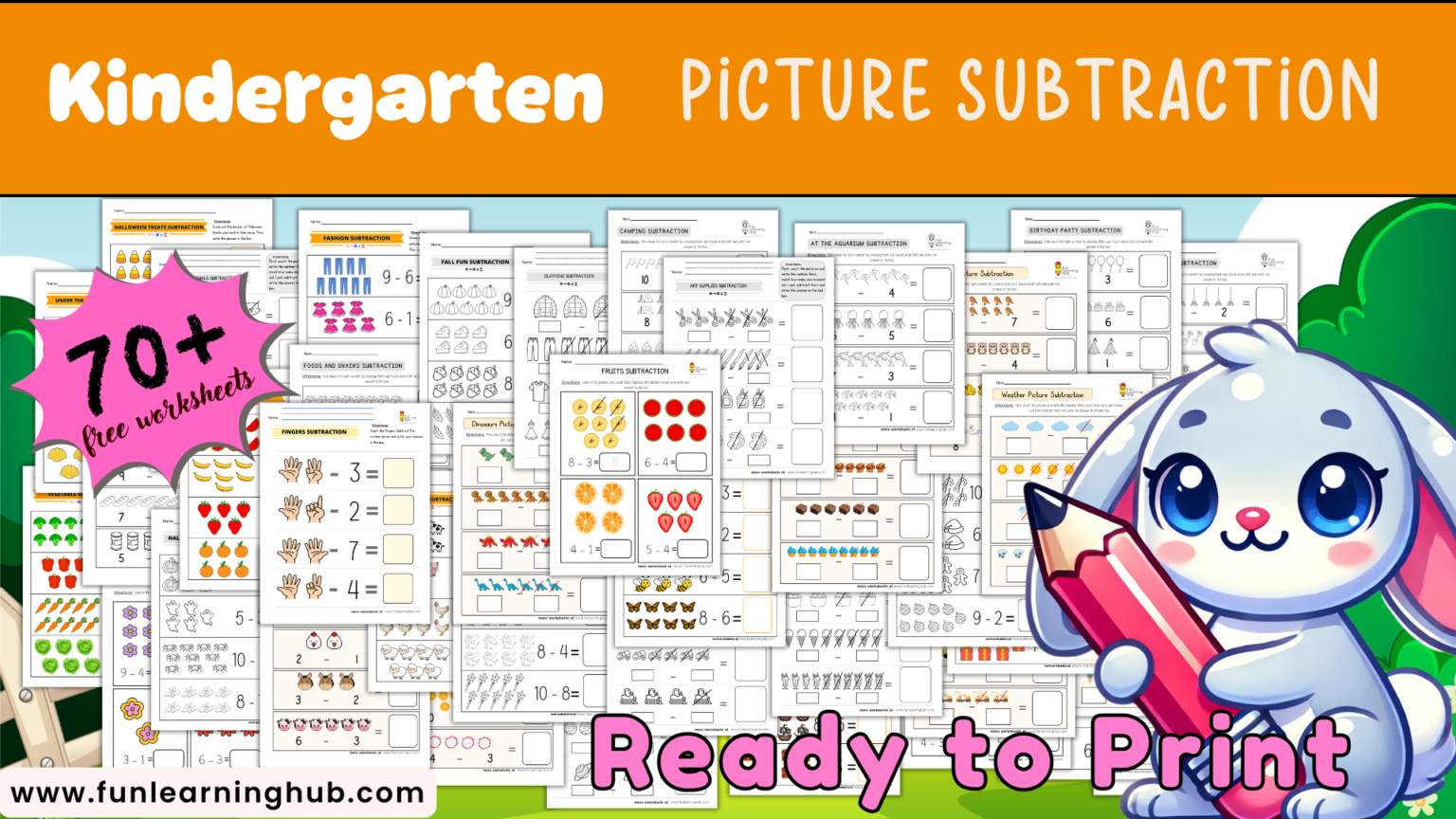 Free to Download: 70+ Pictorial Subtraction Worksheets for Kindergarten ...