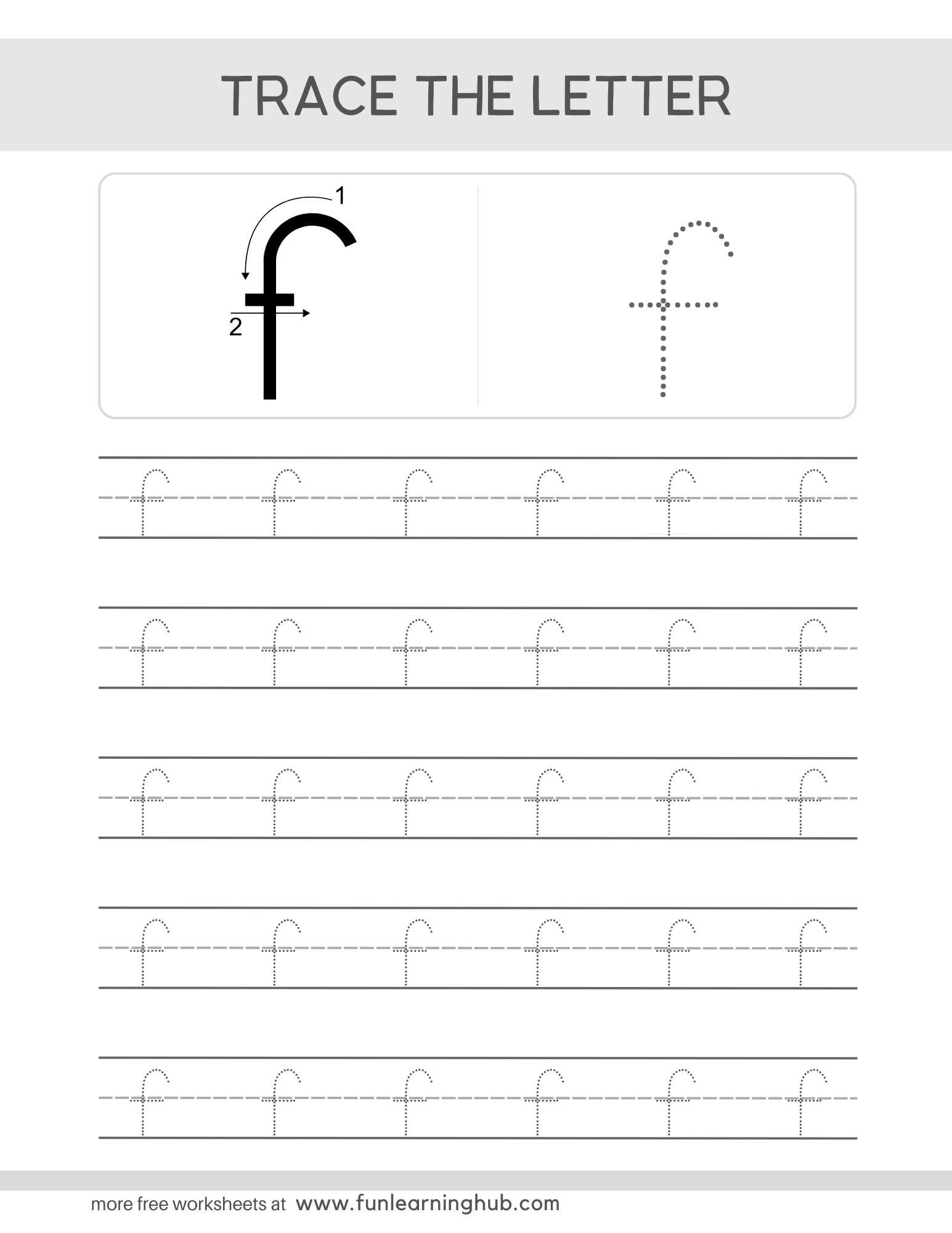 Lowercase Letter f Tracing Worksheet – Free Printable PDF - Fun ...